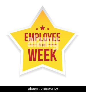 Employee of the week label or stamp with red ribbon Stock Vector Image ...