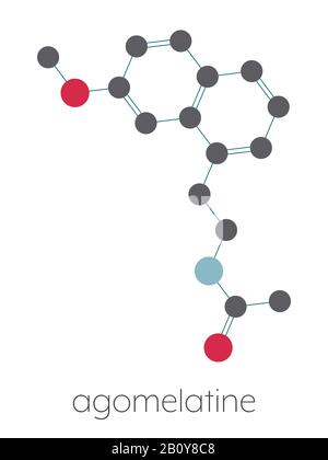 Agomelatine antidepressant drug molecule. Stylized skeletal formula ...