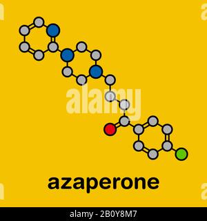 Azaperone antipsychotic drug molecule. Stylized skeletal formula ...