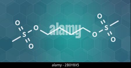 Busulfan cancer chemotherapy drug molecule (alkylating agent) Stylized ...