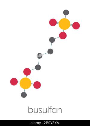 Busulfan cancer chemotherapy drug molecule (alkylating agent) Stylized ...