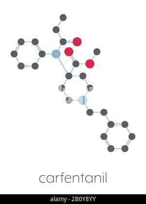 Carfentanil (carfentanyl) synthetic opioid drug molecule. Stylized ...