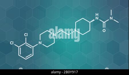 Cariprazine antipsychotic drug molecule, illustration Stock Photo - Alamy