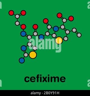 Cefixime antibiotic drug molecule (cephalosporin third generation ...