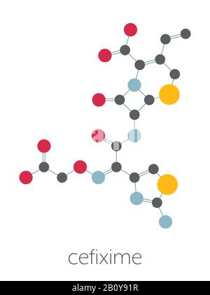 Cefixime antibiotic drug molecule (cephalosporin third generation ...