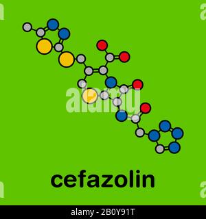 Cefazolin, cefazoline, cephazolin molecule. It is s beta-lactam ...