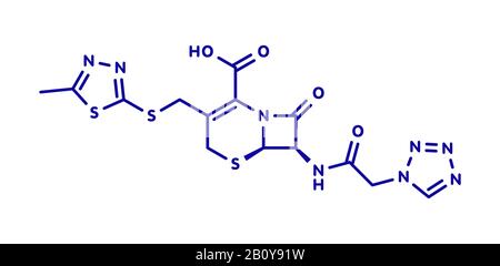 Cefazolin, cefazoline, cephazolin molecule. It is s beta-lactam ...