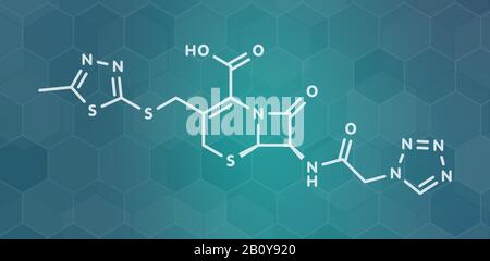 Cefazolin, cefazoline, cephazolin molecule. It is s beta-lactam ...