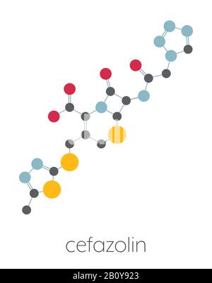 Cefazolin, cefazoline, cephazolin molecule. It is s beta-lactam ...