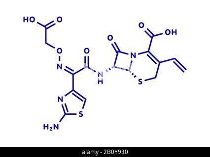 Cefixime antibiotic drug molecule (cephalosporin third generation ...