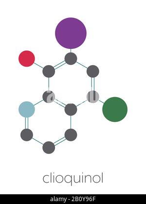 Clioquinol drug molecule, illustration Stock Photo - Alamy