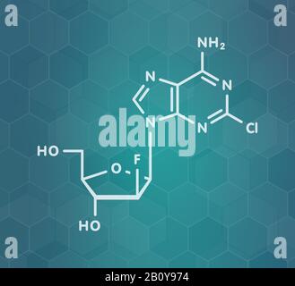 Clofarabine cancer drug molecule (purine nucleoside antimetabolite ...