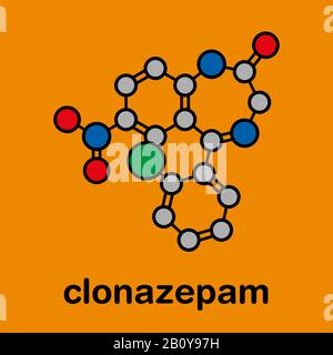 Clonazepam benzodiazepine drug molecule, illustration Stock Photo - Alamy