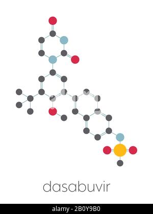 Dasabuvir hepatitis C virus drug molecule Stylized skeletal formula ...