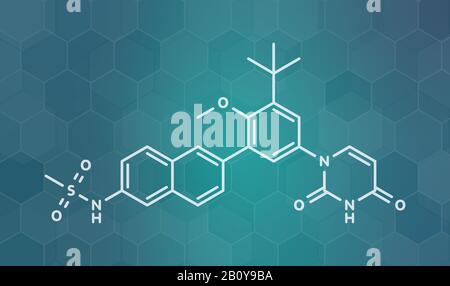 Dasabuvir hepatitis C virus drug molecule Stylized skeletal formula ...