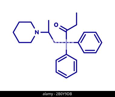 Dipipanone opioid analgesic drug molecule Stylized skeletal formula ...