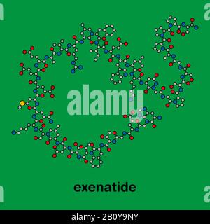 Exenatide diabetes drug molecule, illustration Stock Photo - Alamy