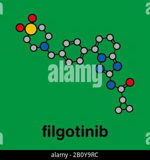 Filgotinib anti-inflammatory drug molecule, illustration Stock Photo ...