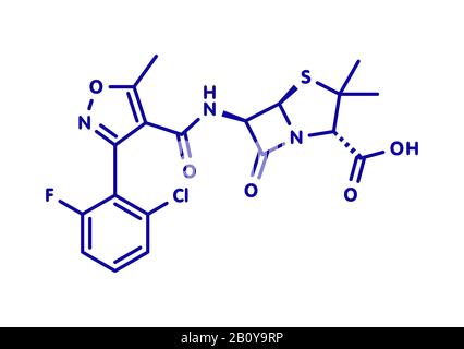 Flucloxacillin antibiotic drug molecule, illustration Stock Photo - Alamy