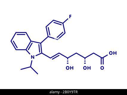 Fluvastatin hypercholesterolemia drug molecule, illustration Stock ...