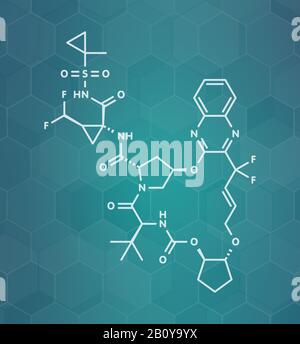 Glecaprevir hepatitis C virus drug molecule, illustration Stock Photo ...