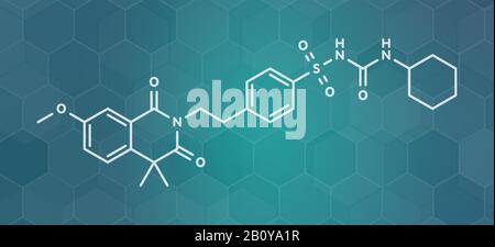 Gliquidone diabetes drug molecule, illustration Stock Photo - Alamy
