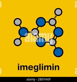 Imeglimin diabetes drug molecule. Stylized skeletal formula (chemical ...