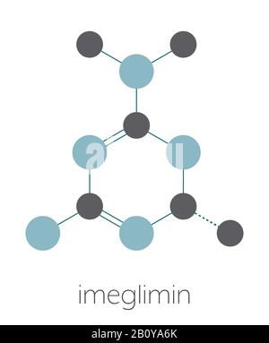Imeglimin diabetes drug molecule. Stylized skeletal formula (chemical ...