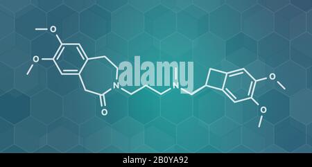 Ivabradine angina pectoris drug molecule Stylized skeletal formula ...