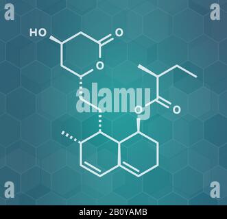 Mevastatin hypercholesterolemia drug molecule, illustration Stock Photo ...