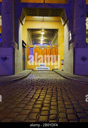 A 'Blue Goal' by artist Michael Batz from Hamburg is illuminated on the ...