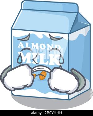 Cute almond character with crying and tears emotions, face, arms and ...