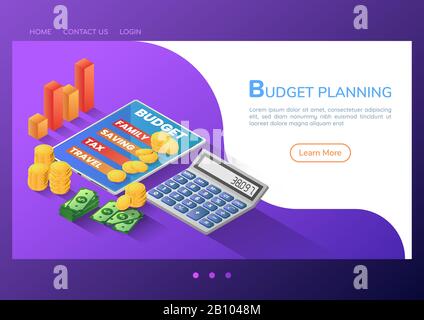 Budget planning concept on web banner. Layout page for you site, blog ...