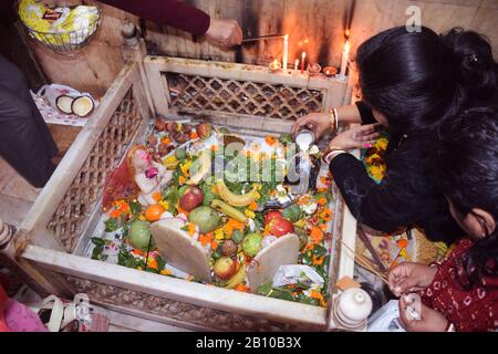 Worship of God Shiva Linga worship pouring milk on shivling Stock Photo ...