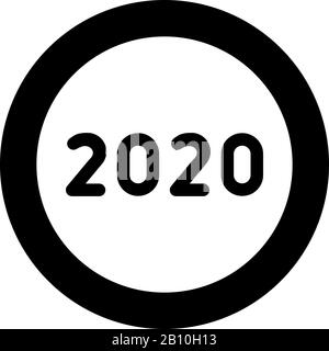 2020 text symbols New Year letters icon outline black color vector ...