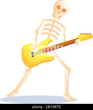 Skeleton with guitar. Skeleton musician. Electric guitar and dead man ...