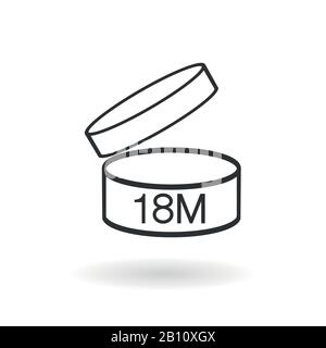 PAO cosmetics symbol 18M, Period after opening symbol eighteen month ...