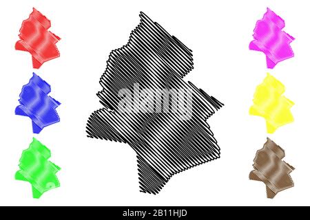 Mauritius districts outline silhouette map illustration with black ...