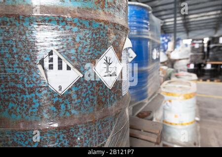 Poison barrel warning sign label flammable liquid danger red Stock ...