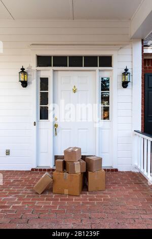 parcel on front porch Stock Photo - Alamy