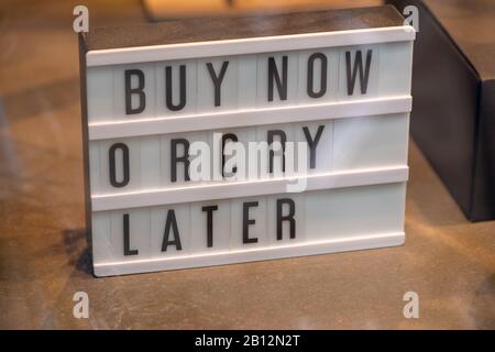 Sign on a shop window with the inscription Stock Photo - Alamy
