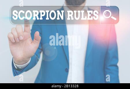 Text sign showing Scorpion Rules. Business photo text Dystopian young ...