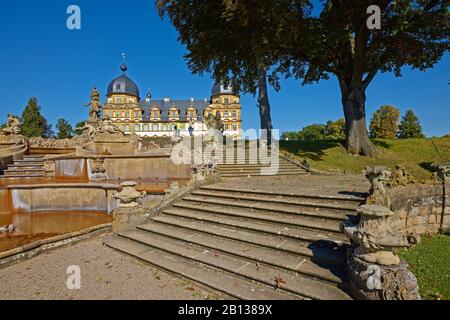 Cascade in the park of Seehof Castle, Memmelsdorf, Upper Franconia ...