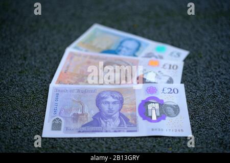 Set of all New polymer British 20 pound banknotes released by February ...