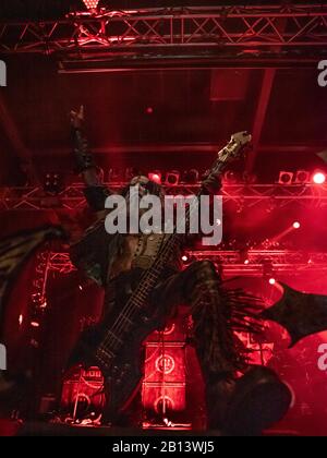 The Swedish black metal band Watain performs a live concert at the ...