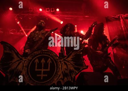 The Swedish black metal band Watain performs a live concert at the ...