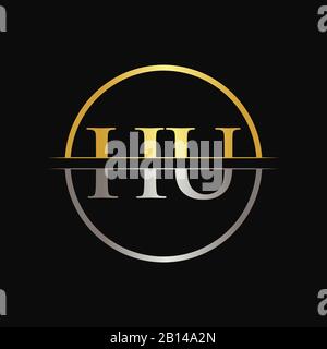 HU letter Type Logo Design vector Template. Abstract Letter HU logo ...