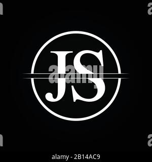 black and white alphabet letter js j s logo icon design for a company ...