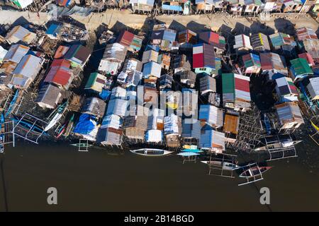 Aerial view of a Badjao community on the outskirts of Cebu City ...