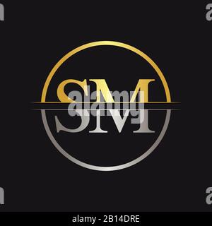 SM S M Letter Logo Design with Creative Shadow Cut Vector Illustration ...